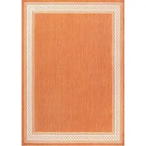 JONATHAN Y Lucia Classic Diamond Border Indoor/outdoor Area Rug - Orange/cream