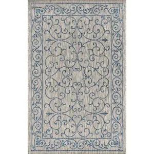 JONATHAN Y Charleston Vintage Filigree Textured Weave Indoor/outdoor Area Rug - Gray/navy