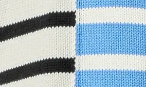 English Factory Striped Half Zip Pullover - Powder Blue/ Black