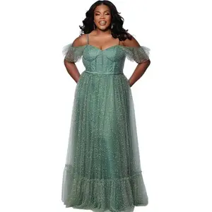 SYDNEY'S CLOSET V-neck A-line Gown - Sage