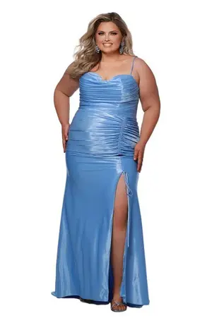SYDNEY'S CLOSET Sweetheart Neckline Ruched Gown - Bluejay