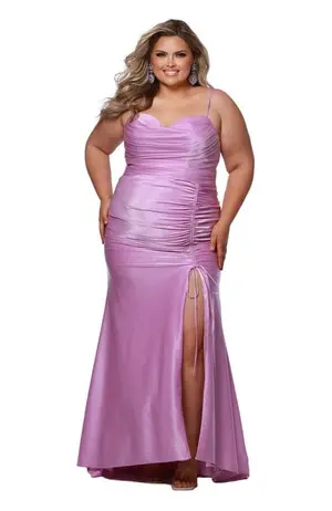 SYDNEY'S CLOSET Sweetheart Neckline Ruched Gown - Periwinkle