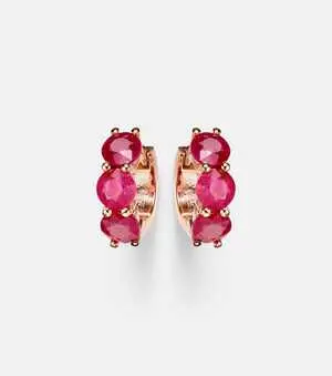 Ileana Makri 18kt Rose Gold Hoop Earrings With Rubies - Pink
