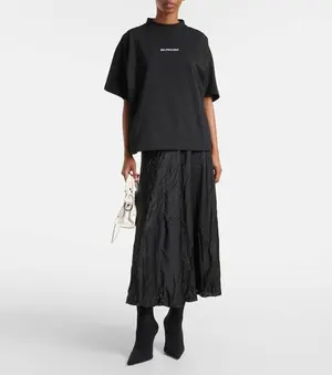 Balenciaga Asymmetric Satin Midi Skirt