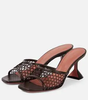 Amina Muaddi Lupita Raffia Mules - Brown