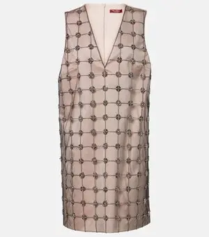 Max Mara Acino Embellished Tulle And Satin Mini Dress