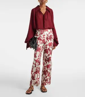 Max Mara Leda Printed Silk Wide-leg Pants - Multicoloured