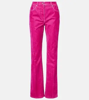 FERRAGAMO Cotton-blend Drill Straight Pants - Pink