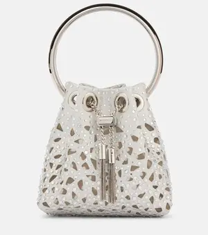 JIMMY CHOO Bon Bon Micro Bucket Bag - Silver