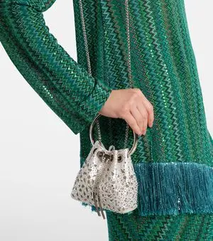 JIMMY CHOO Bon Bon Micro Bucket Bag - Silver