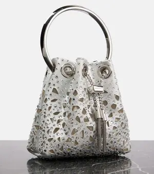 JIMMY CHOO Bon Bon Micro Bucket Bag - Silver