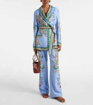 Etro Paisley Silk Twill Wrap Blazer