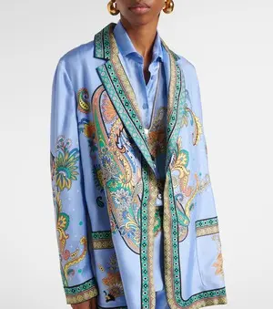 Etro Paisley Silk Twill Wrap Blazer