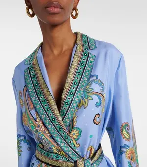 Etro Paisley Silk Twill Wrap Blazer