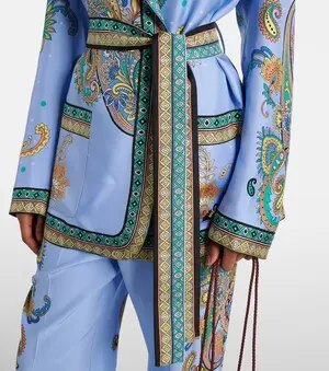 Etro Paisley Silk Twill Wrap Blazer