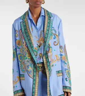 Etro Paisley Silk Twill Wrap Blazer