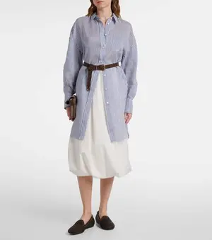 Brunello Cucinelli Striped Linen And Silk Organza Shirt