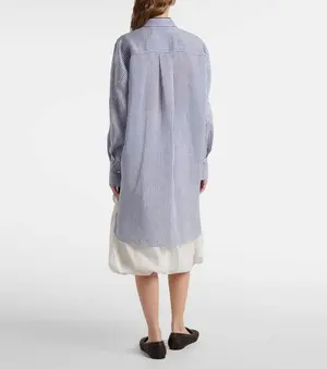Brunello Cucinelli Striped Linen And Silk Organza Shirt