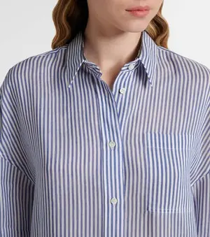 Brunello Cucinelli Striped Linen And Silk Organza Shirt