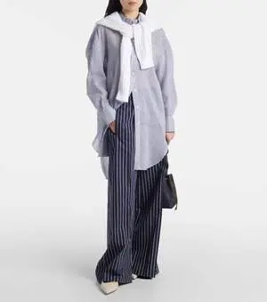 Brunello Cucinelli Striped Linen And Silk Organza Shirt