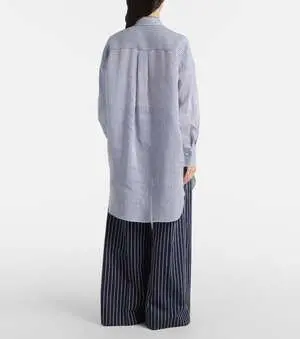 Brunello Cucinelli Striped Linen And Silk Organza Shirt