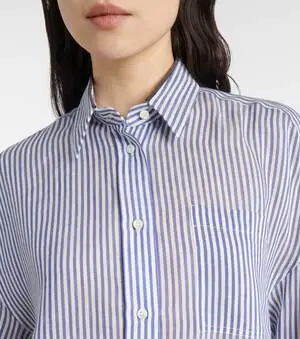 Brunello Cucinelli Striped Linen And Silk Organza Shirt