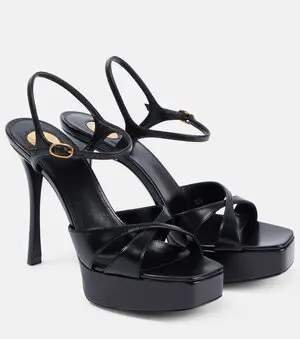 Saint Laurent Debbie 85 Leather Platform Sandals - Black