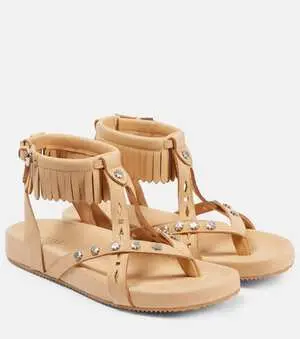 Isabel Marant Silya Studded Leather Sandals - Beige