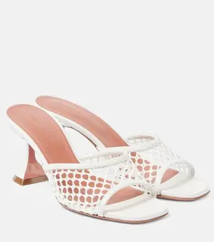 Amina Muaddi Lupita Raffia Mules - White