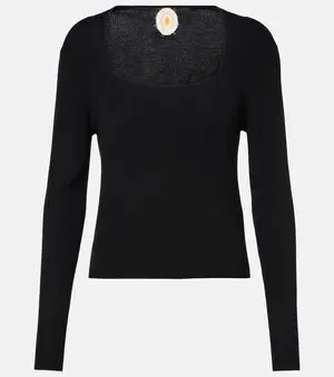 Jardin Des Orangers Ribbed Square Neck Virgin Wool Sweater