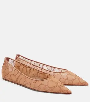 Amina Muaddi Pointed Toe Flats For Women