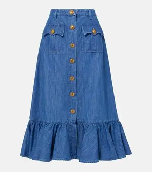Valentino Garavani Denim Midi Skirt - Blue