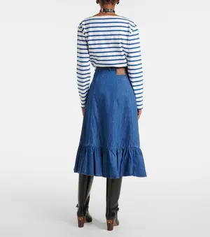 Valentino Garavani Denim Midi Skirt - Blue