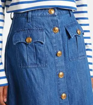 Valentino Garavani Denim Midi Skirt - Blue