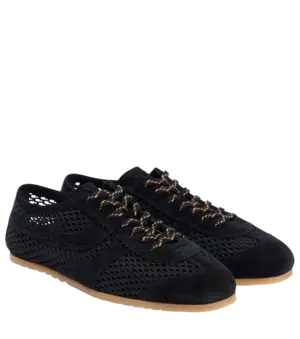 Dries Van Noten Suede-trimmed Mesh Sneakers - Black