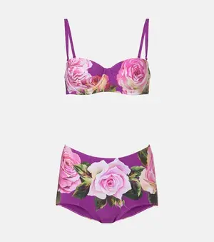 Dolce & Gabbana Floral Printed Bikini - Purple