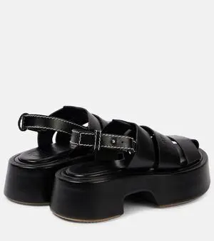 JW Anderson Fisherman Leather Platform Sandals - Black
