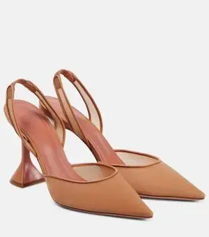 Amina Muaddi Holli Mesh Slingback Pumps