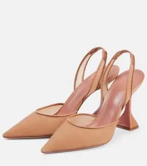 Amina Muaddi Holli Mesh Slingback Pumps