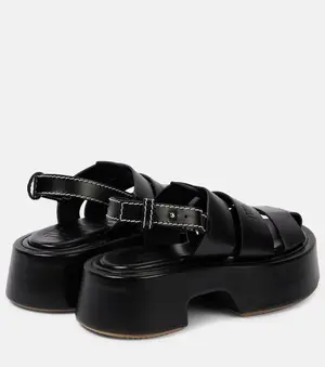 JW Anderson Fisherman Leather Platform Sandals - Black