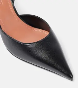 Amina Muaddi Sofia Leather Slingback Pumps - Black