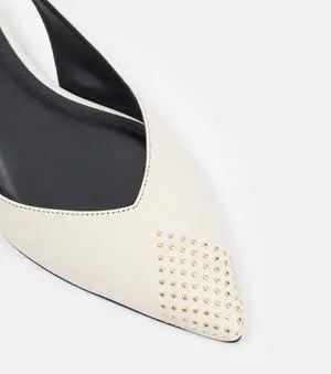 Isabel Marant Étoile Branee Studded Leather Slingback Flats - Black
