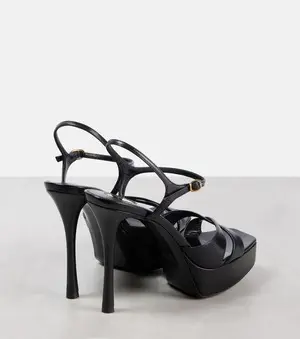 Saint Laurent Debbie 85 Leather Platform Sandals - Black