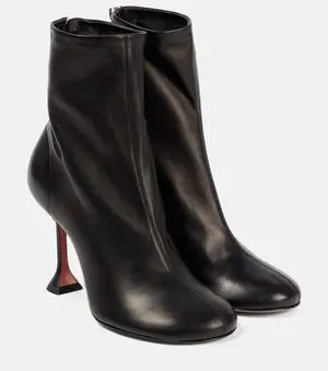 Amina Muaddi Iris 95 Leather Ankle Boots