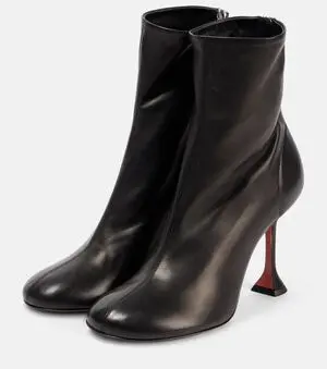 Amina Muaddi Iris 95 Leather Ankle Boots