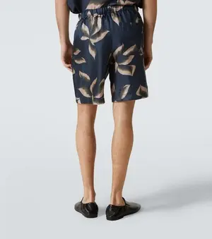 Dries Van Noten Printed Silk Shorts - Blue