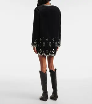Isabel Marant Étoile Helene Embellished Cotton Velvet Minidress