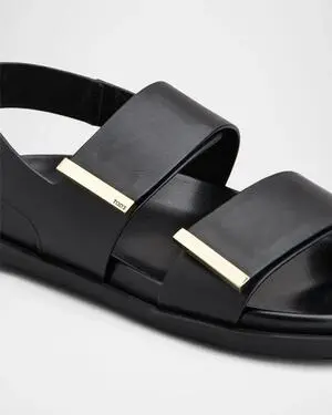 TOD & APOS;S Tod's Leather Dual-strap Comfort Sandals - Nero