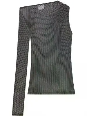 COURREGES Striped Mesh Top - Black