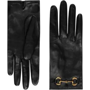 Gucci Leather Gloves With Horsebit - Black